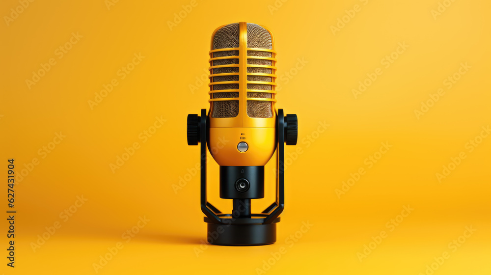 Microphone on on yellow background. Stock Photo | Adobe Stock