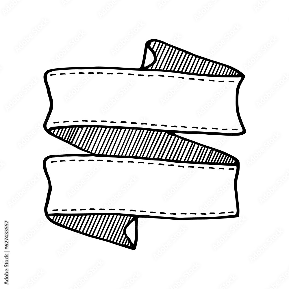 Handdrawn banner scroll symbol, hand painted with thin line. Png ...