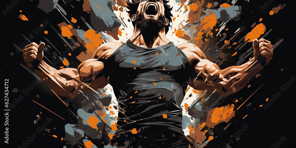 AI Generated. AI Generative. Handsome sport fit man. Gym workout ...