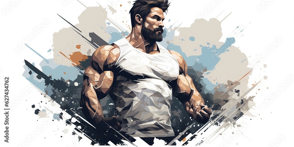 AI Generated. AI Generative. Handsome sport fit man. Gym workout ...