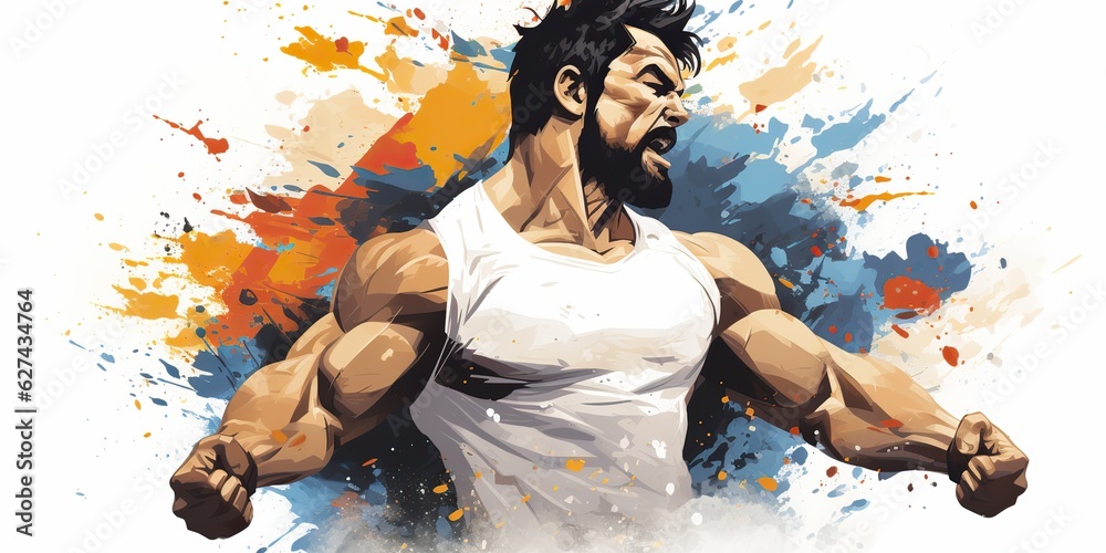 AI Generated. AI Generative. Handsome sport fit man. Gym workout ...