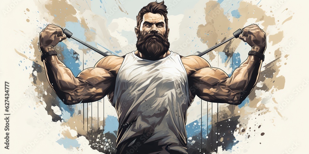 AI Generated. AI Generative. Handsome sport fit man. Gym workout ...