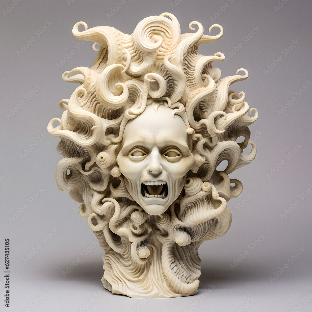 Eerie Shell Sculpture - AI-Generated Disturbing Portrait Stock ... Eerie Shell Sculpture - AI-Generated Disturbing Portrait Stock ...