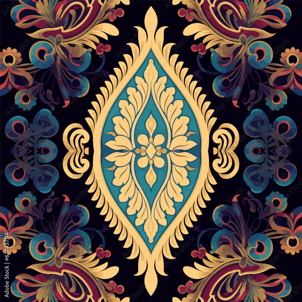 Traditional Thai Kanok fabric pattern. Luxury ornate elegant Thai style ...