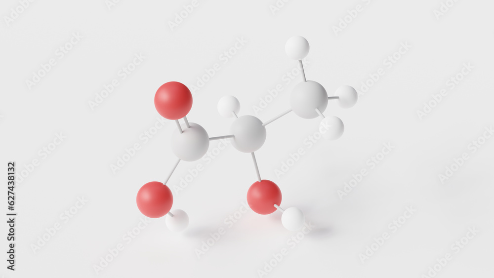 polylactic acid molecule 3d, molecular structure, ball and stick model ...