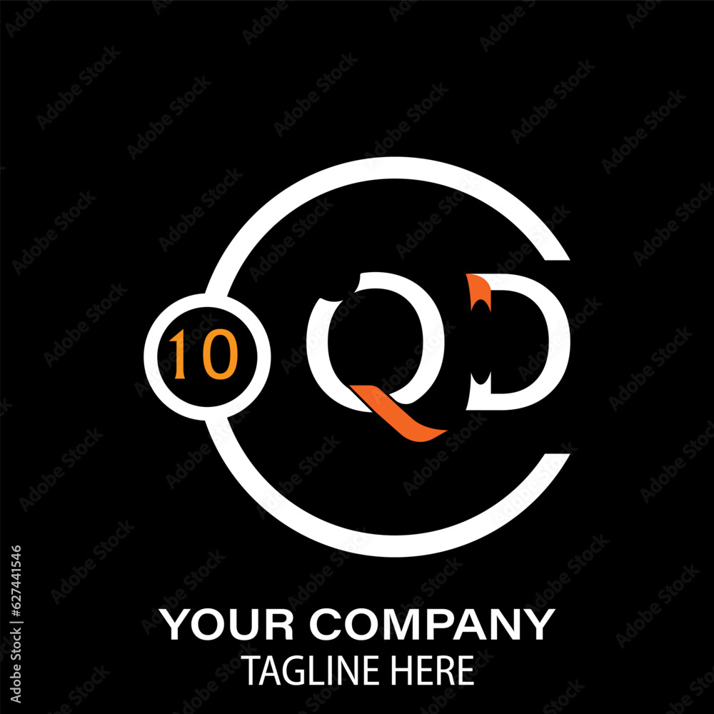 qd Letter Logo design template, Editable in Vector Format in Black and ...