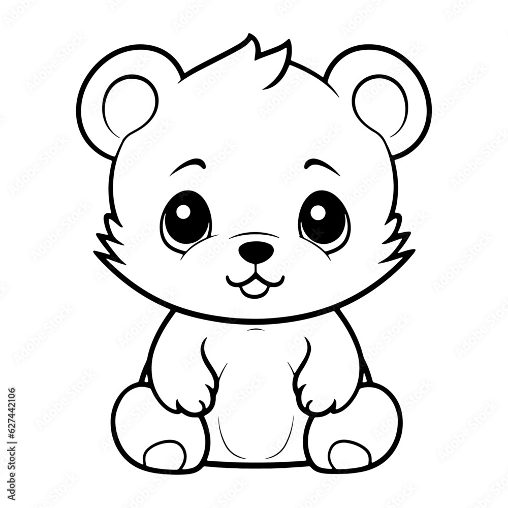 cute cartoon Baby Teddy Bear coloring page, doodle Coloring Book Page ...
