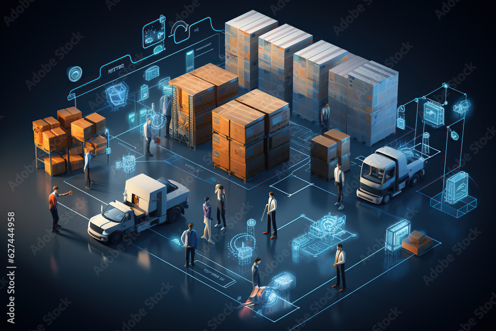 Logistic management concept. The complex process of planning ...