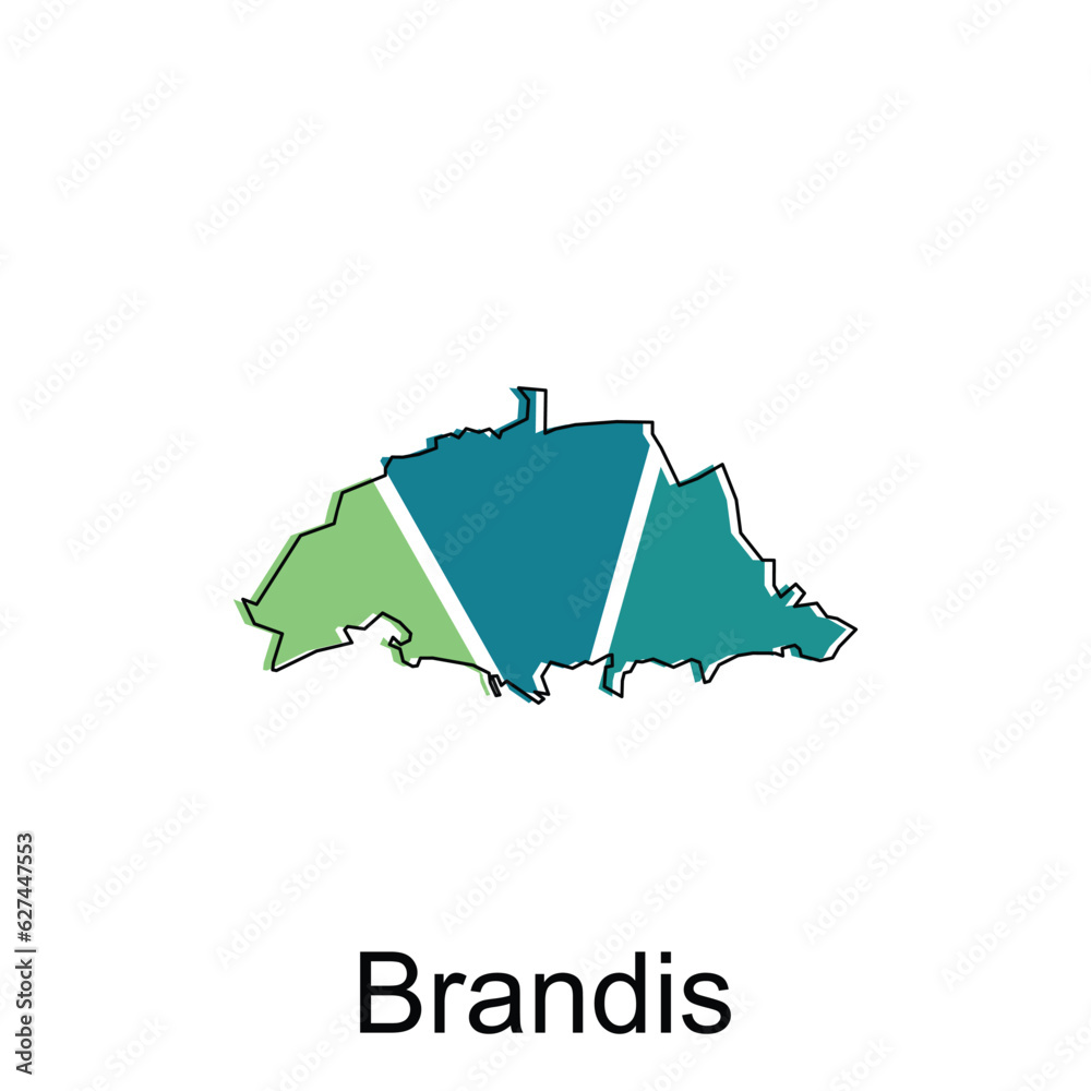 map of Brandis vector design template, national borders and important ...