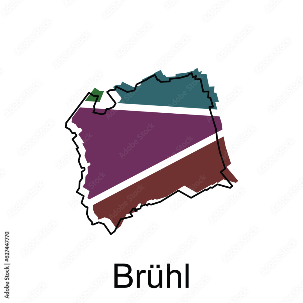 map of Bruhl vector design template, national borders and important ...