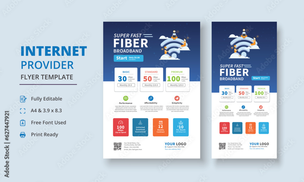 Super Fast Fiber Broadband Flyer, Internet Service Provider Flyer ...