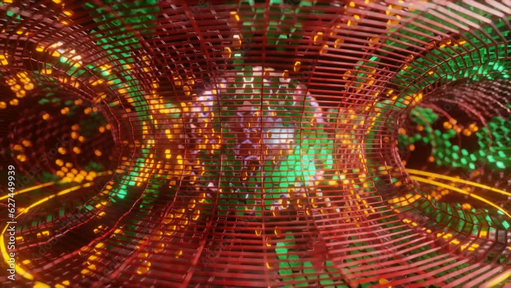 Looped 3d animation of the internal structure of the torus, the ring. A ...