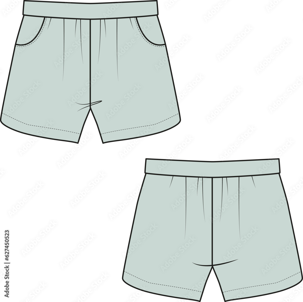 KIDS BOTTOM WEAR SHORT KNICKER FRONT AND BACK VECTOR ILLUSTRATION Stock ...