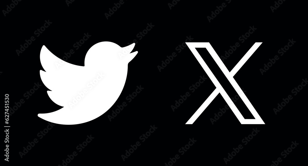 Twitter logo with the letter "X". Silhouette, black, progressive nature ...