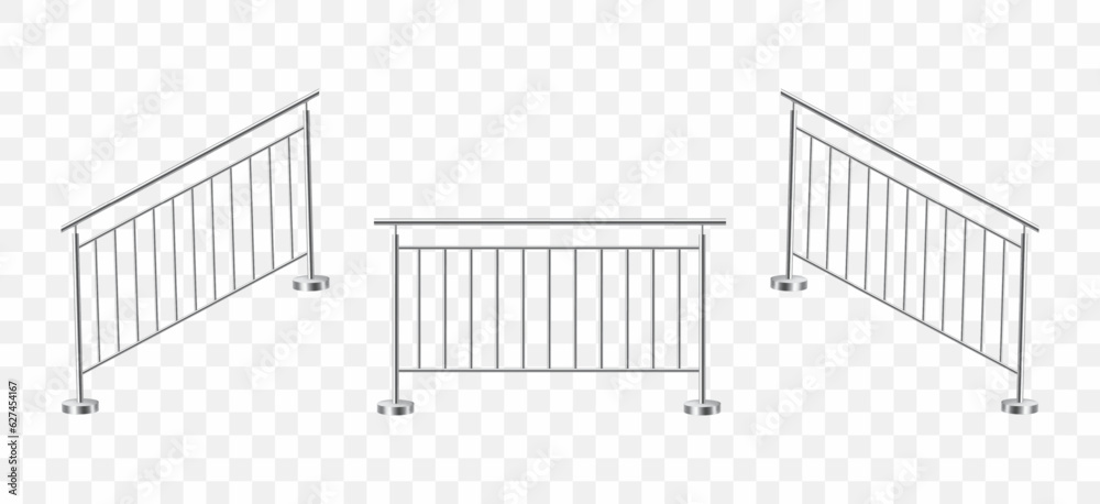 Photo & Art Print Set of realistic stair stainless steel railing, Larysa