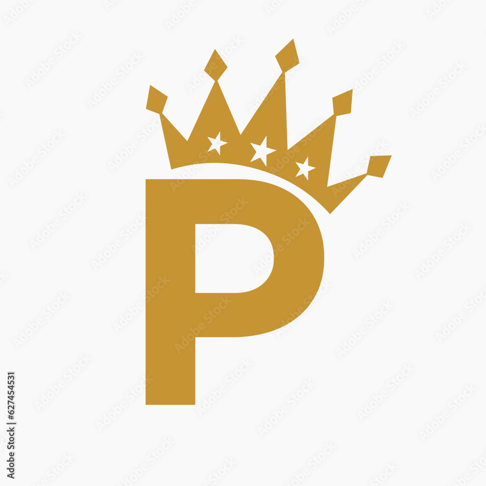 Crown Logo On Letter P Luxury Symbol. Crown Logotype Template Stock ...