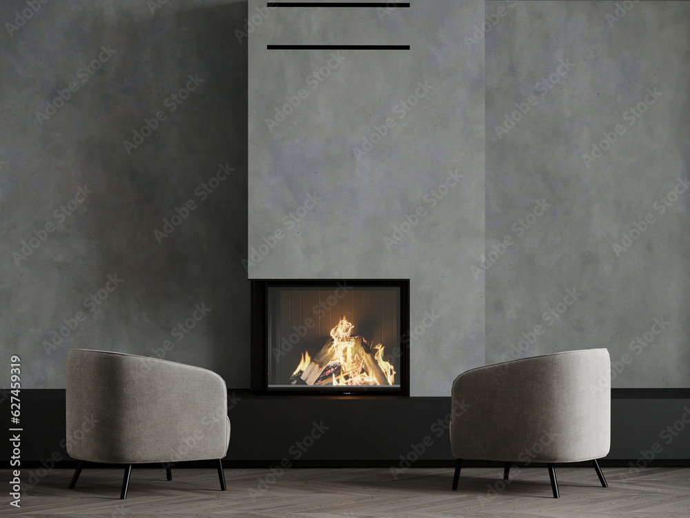 Rich lounge area in a large living room. Bright accent beige color ...