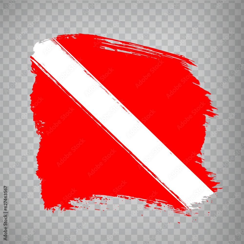 Diver Down Flag brush stroke background. Scuba flag. Flag Diver Down on ...