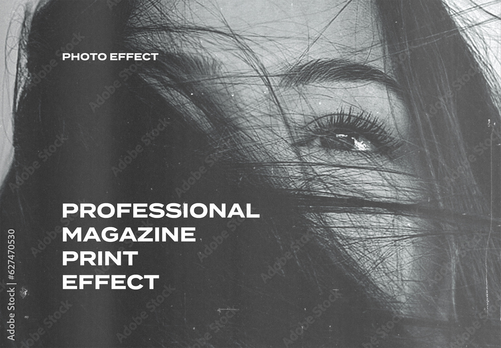 Magazine Photo Effect Mockup Template Grain Overlay Print Professional ...