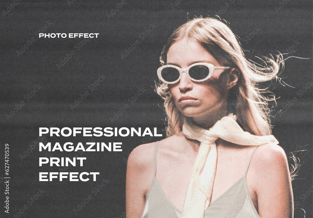 Magazine Photo Effect Mockup Template Grain Overlay Print Professional ...
