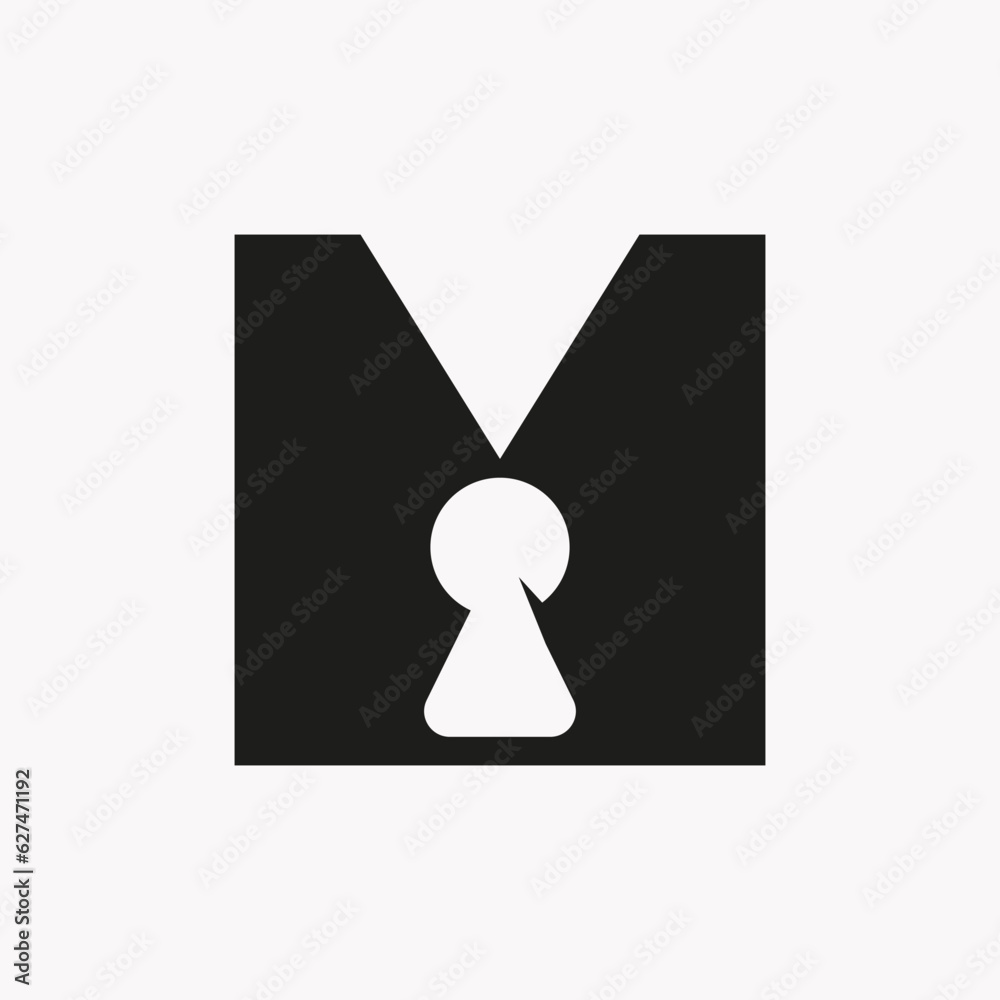 Letter M Key Hold Logo Design. Locked Icon, Security, Protection, Safe ...