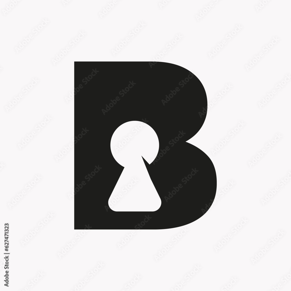 Letter B Key Hold Logo Design. Locked Icon, Security, Protection, Safe ...