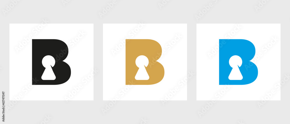 Letter B Key Hold Logo Design. Locked Icon, Security, Protection, Safe ...