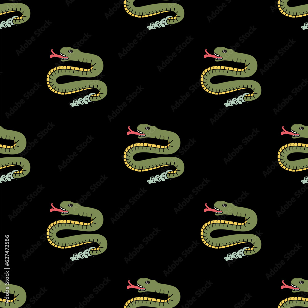 Seamless ethnic animal pattern with stylized rattle snakes from Aztec ...