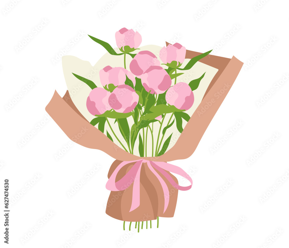 Bouquet of flowers concept. Bloom and blossom pink plants. Aesthetics ...