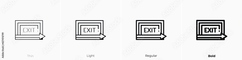 exit icon. Thin, Light, Regular And Bold style design isolated on white ...