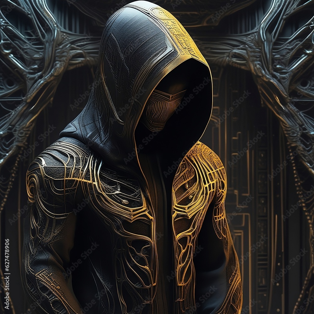 Discover a high-tech men burglar, a computer hacker wearing a black ...