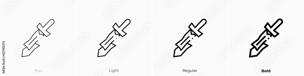 broken sword icon. Thin, Light, Regular And Bold style design isolated ...