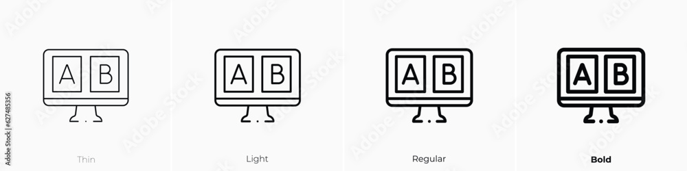 ab testing icon. Thin, Light, Regular And Bold style design isolated on ...