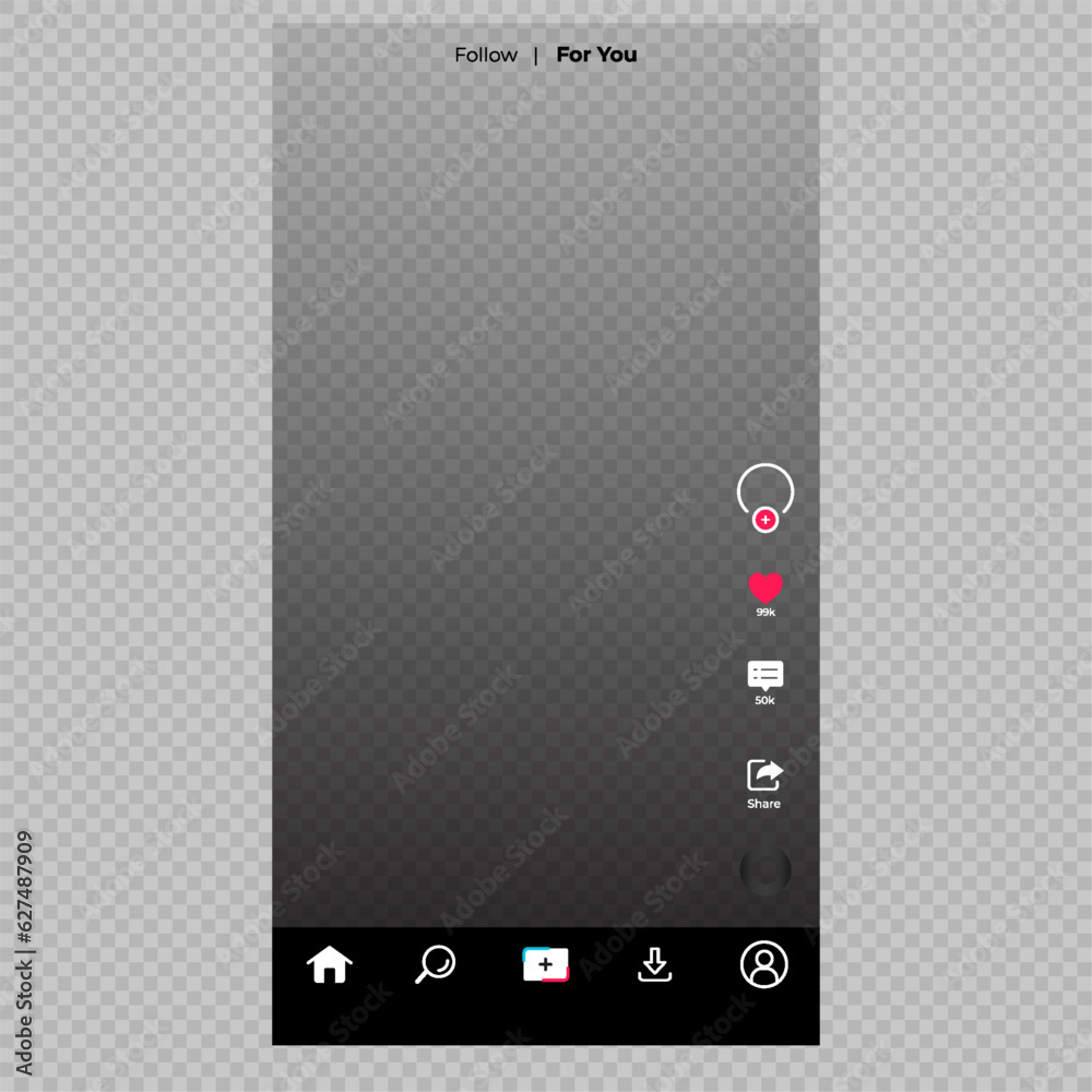 TikTok interface with transparent background - Tiktok. Tik tok mobile ...