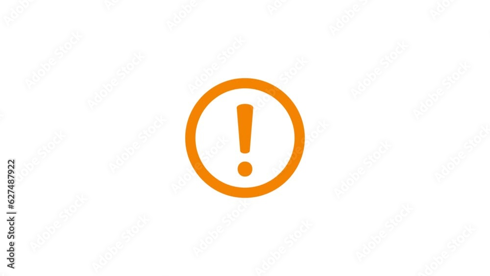 Blinking Yellow circular Warning symbol loop animation footage on ...