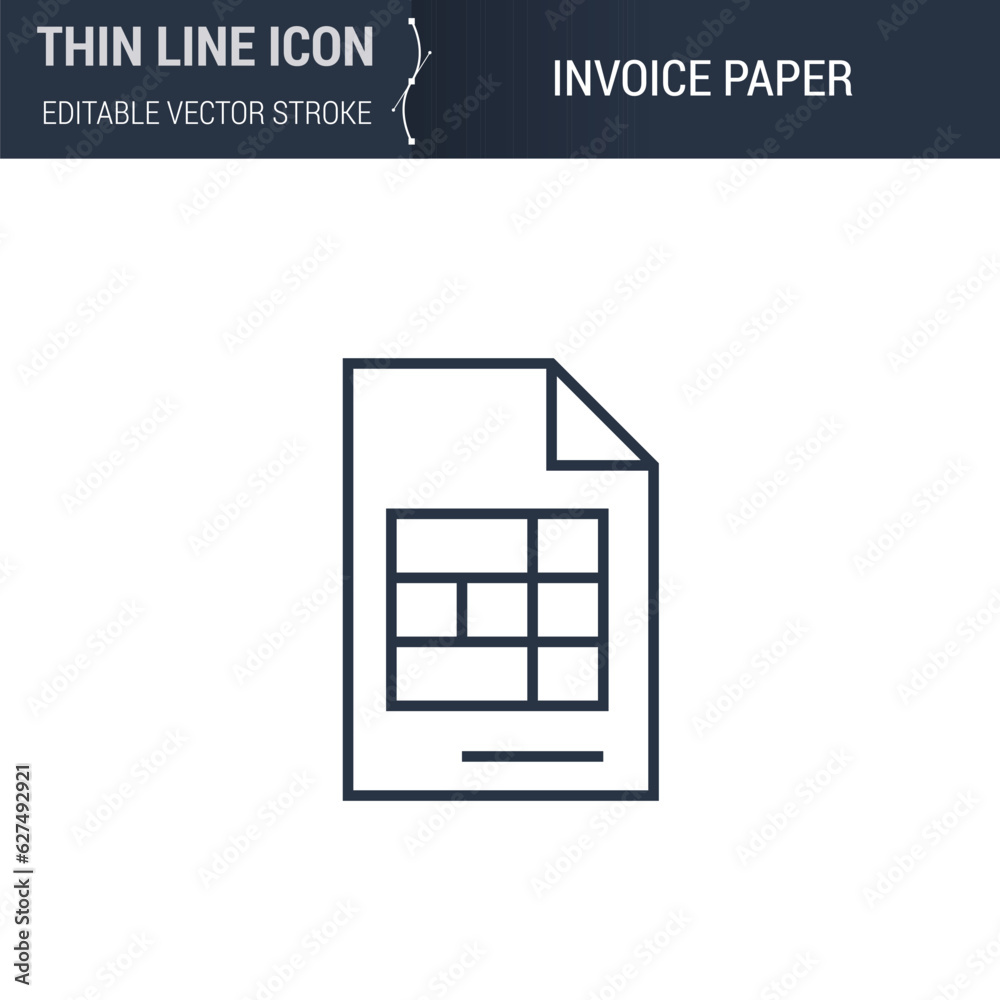 Invoice Paper Symbol Icon. Sleek Thin Line Business Icon. Stroke ...