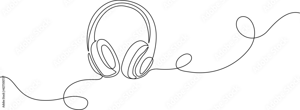 Continuous one line drawing of headphones. Vector illlustration Stock ...
