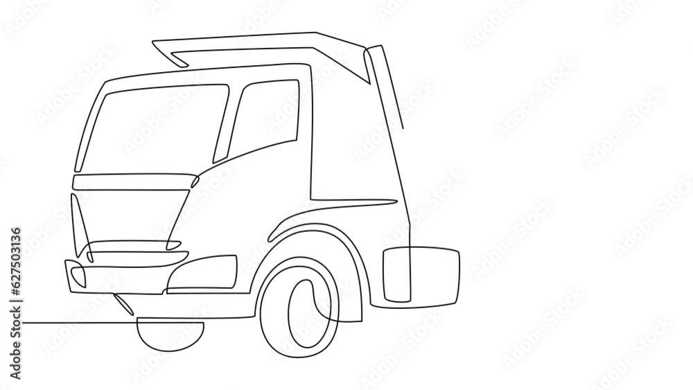 Animated self continuous line drawing of Truck as land vehicle with ...