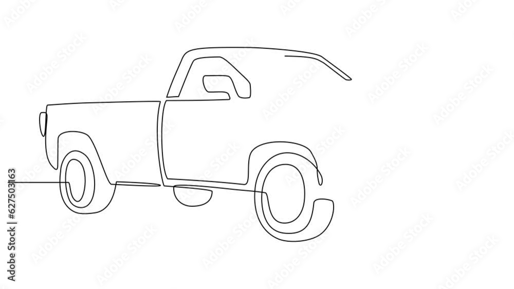 Animated self drawing of a car. Design of land transportation concept ...