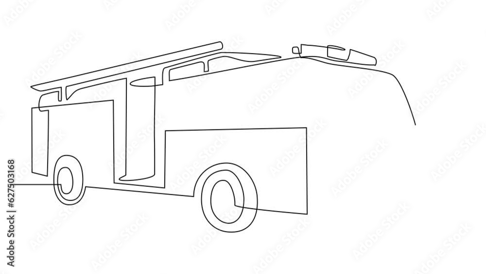 Animated self continuous line drawing of Truck as land vehicle with ...