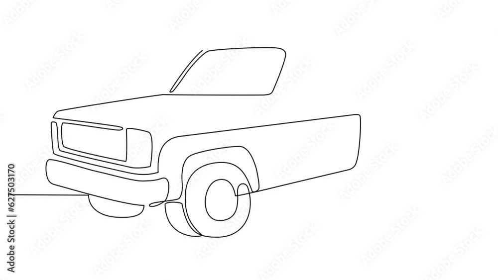Animated self drawing of a car. Design of land transportation concept ...