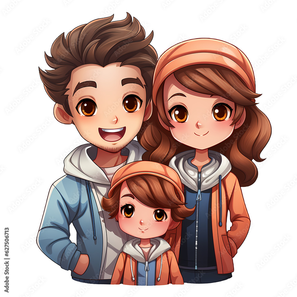 Lovely Chibi Family Clipart Illustration Stock Illustration | Adobe Stock