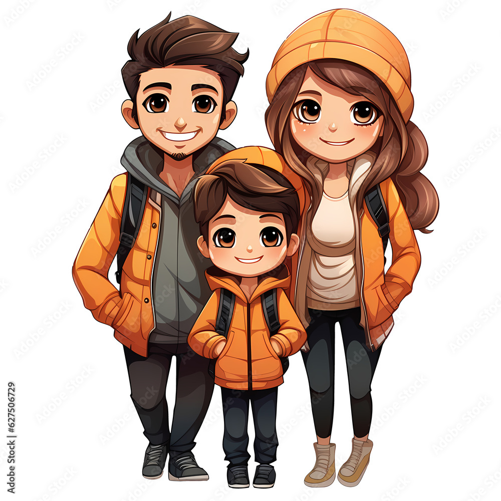 Lovely Chibi Family Clipart Illustration Stock Illustration | Adobe Stock
