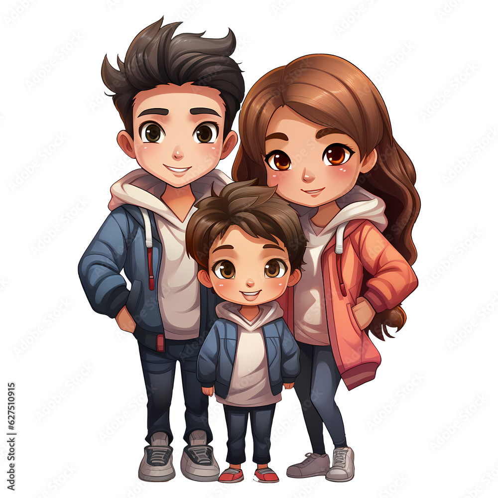Lovely Chibi Family Clipart Illustration Stock Illustration | Adobe Stock