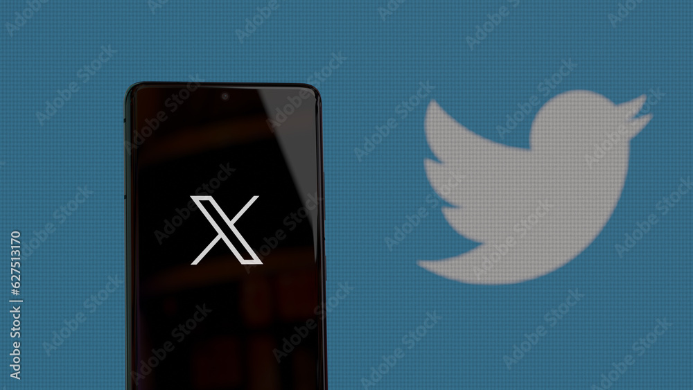 Wonosobo, Jawa Tengah, 25 July 2023. Twitter new logo displayed on a ...