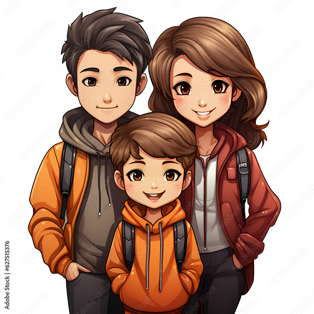 Lovely Chibi Family Clipart Illustration Stock Illustration | Adobe Stock