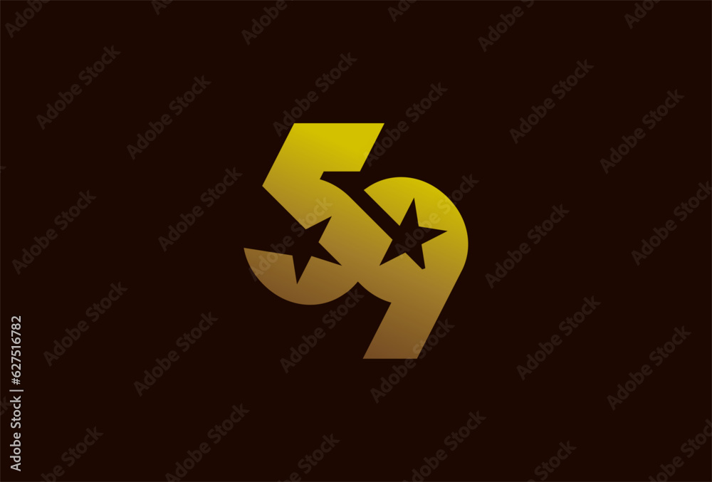 Number 59 Logo, Monogram number 59 formed from the infinity symbol with ...