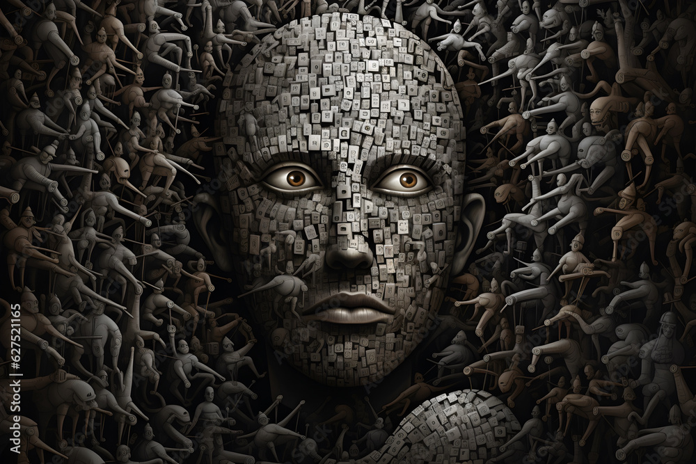 An illustration of a schizophrenic person. The chaos of schizophrenia ...