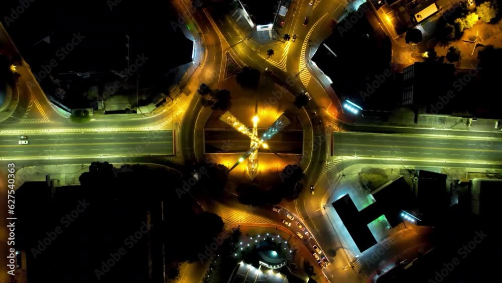 Night Roundabout At Goiania Goias Brazil. Cityscape Traffic Time Lapse ...