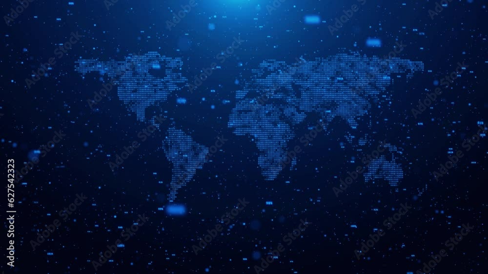world map animation World map with node and line connection, Worldwide ...